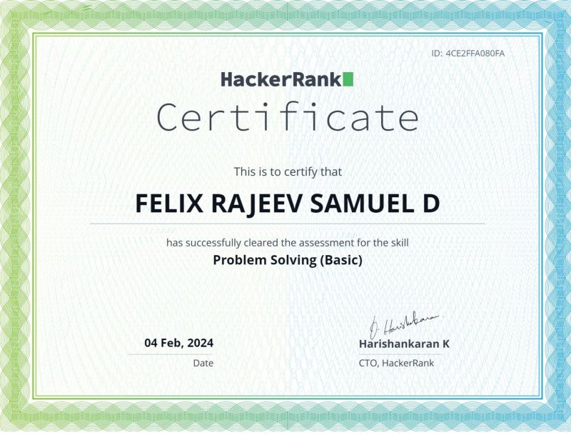 Felix Rajeev Samuel D on LinkedIn: #python #problemsolving #hackerrank ... Felix Rajeev Samuel D on LinkedIn: #python #problemsolving #hackerrank ...