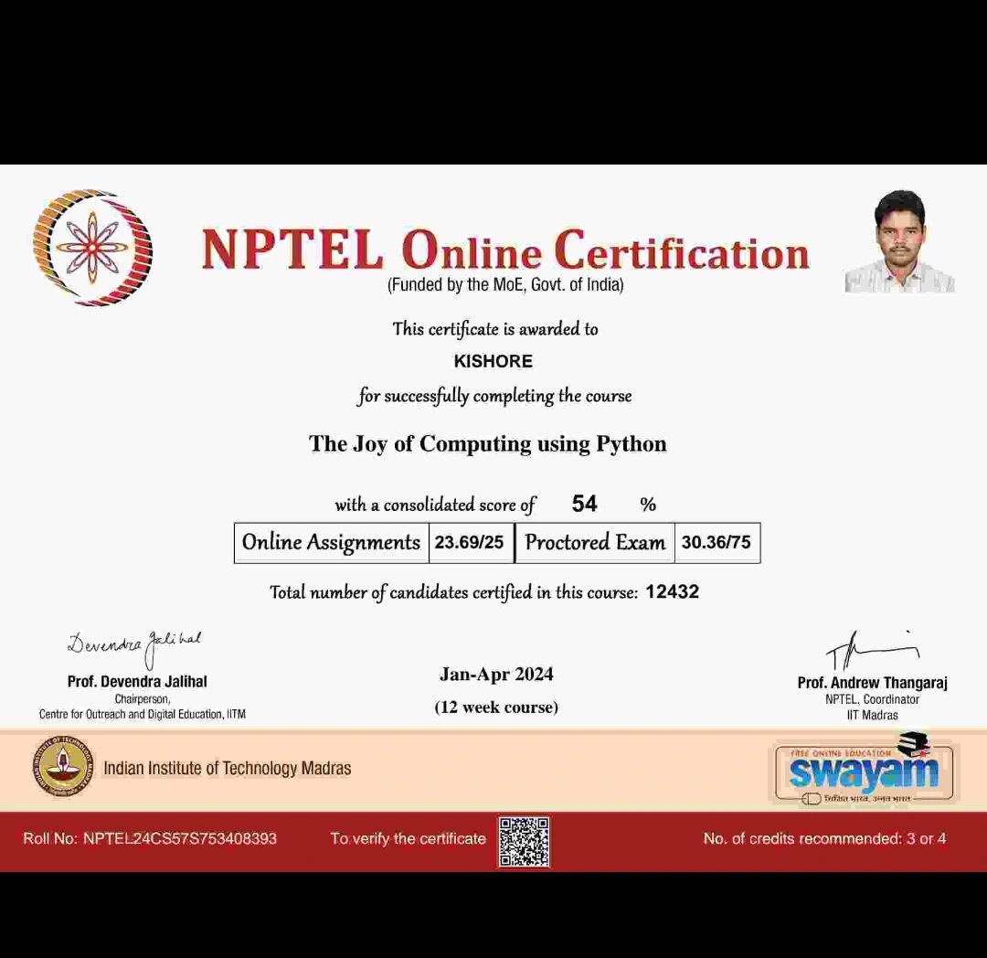 Kishore .R on LinkedIn: #python #nptel #continuous #programming Kishore .R on LinkedIn: #python #nptel #continuous #programming