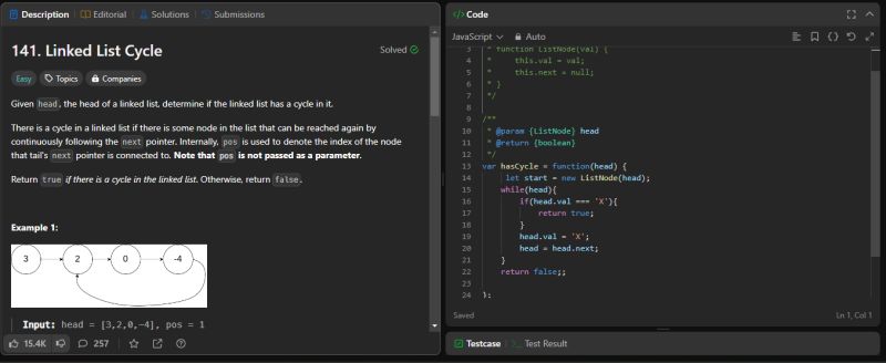 Mastered Linked List Cycle problem in JavaScript | shubham Kumar posted ... Mastered Linked List Cycle problem in JavaScript | shubham Kumar posted ...