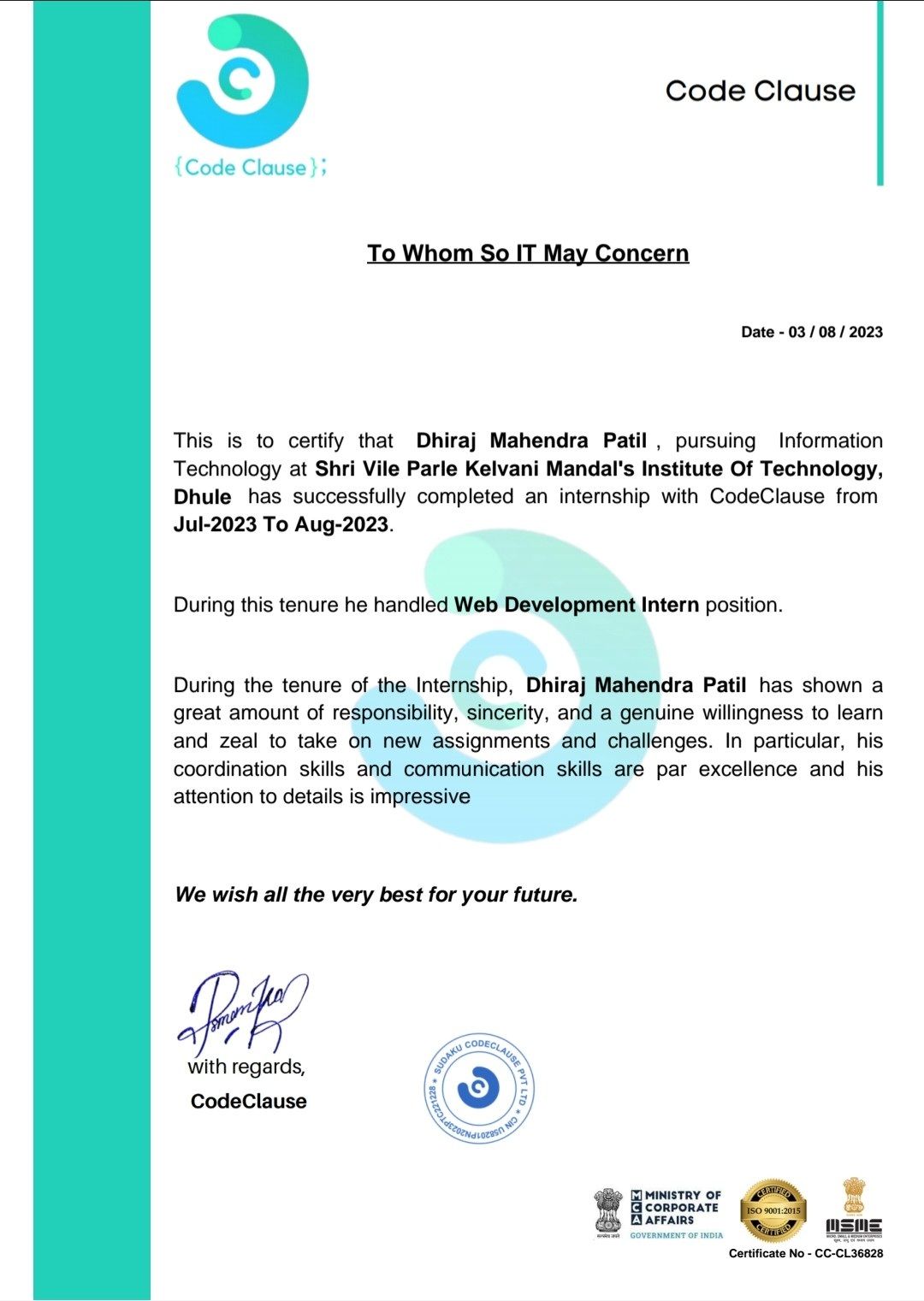 DHIRAJ PATIL on LinkedIn: #codeclause #webdevelopment DHIRAJ PATIL on LinkedIn: #codeclause #webdevelopment