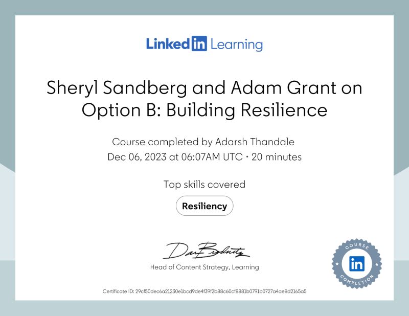 Adarsh Thandale on LinkedIn: Certificate of Completion Adarsh Thandale on LinkedIn: Certificate of Completion