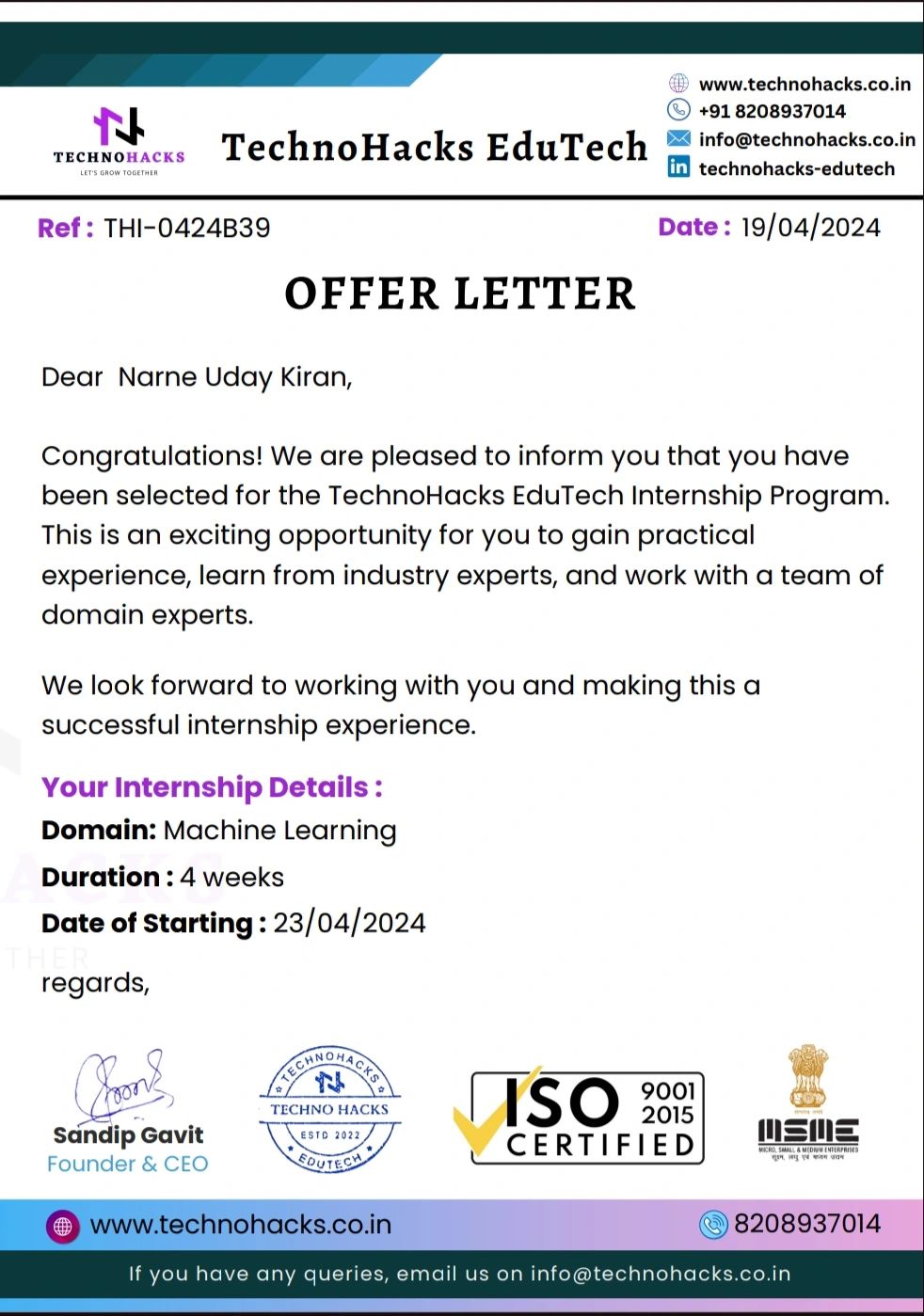 Uday Kiran Narne on LinkedIn: 🚀 Thrilled to announce that I've accepted ... Uday Kiran Narne on LinkedIn: 🚀 Thrilled to announce that I've accepted ...