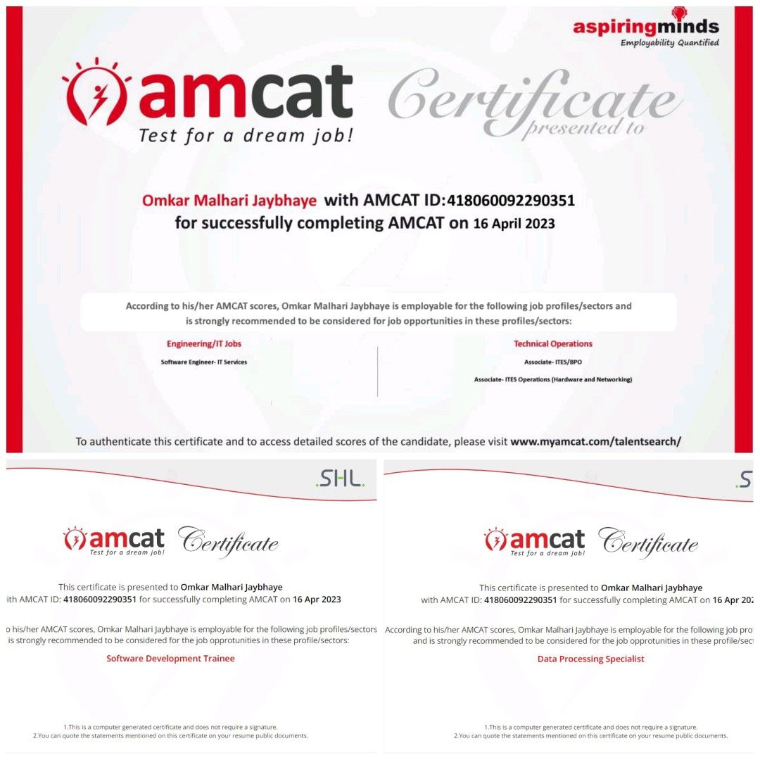 Omkar Jaybhaye on LinkedIn: #amcat #certified Omkar Jaybhaye on LinkedIn: #amcat #certified