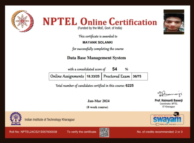 MAYANK SOLANKI on LinkedIn: #nptel #iitkgp MAYANK SOLANKI on LinkedIn: #nptel #iitkgp