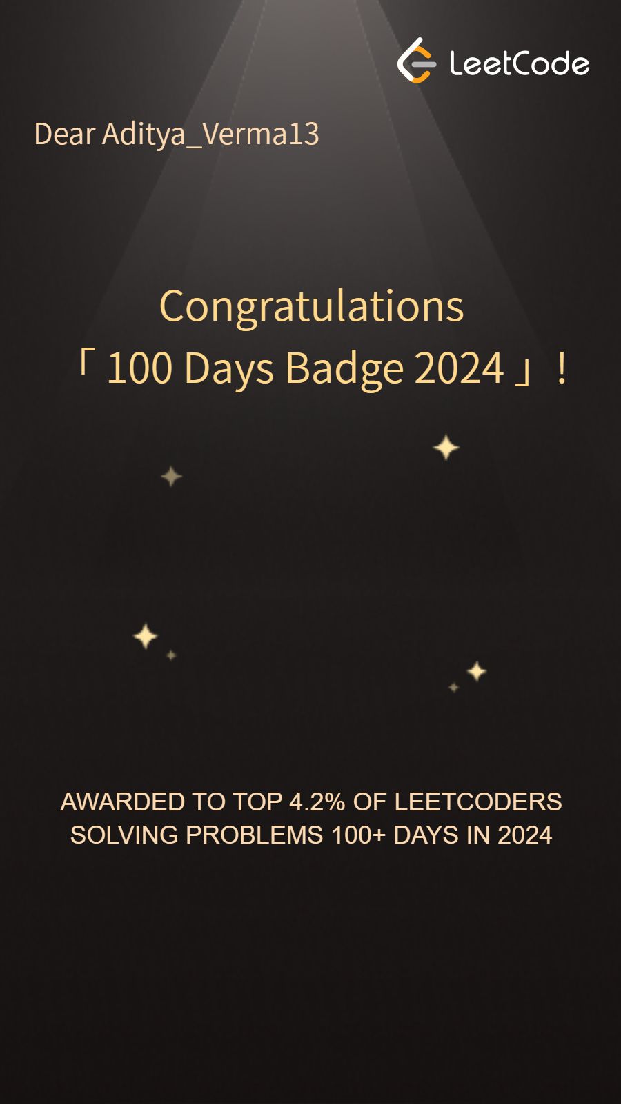 Aditya Verma on LinkedIn: Earned a badge in Leetcode Aditya Verma on LinkedIn: Earned a badge in Leetcode