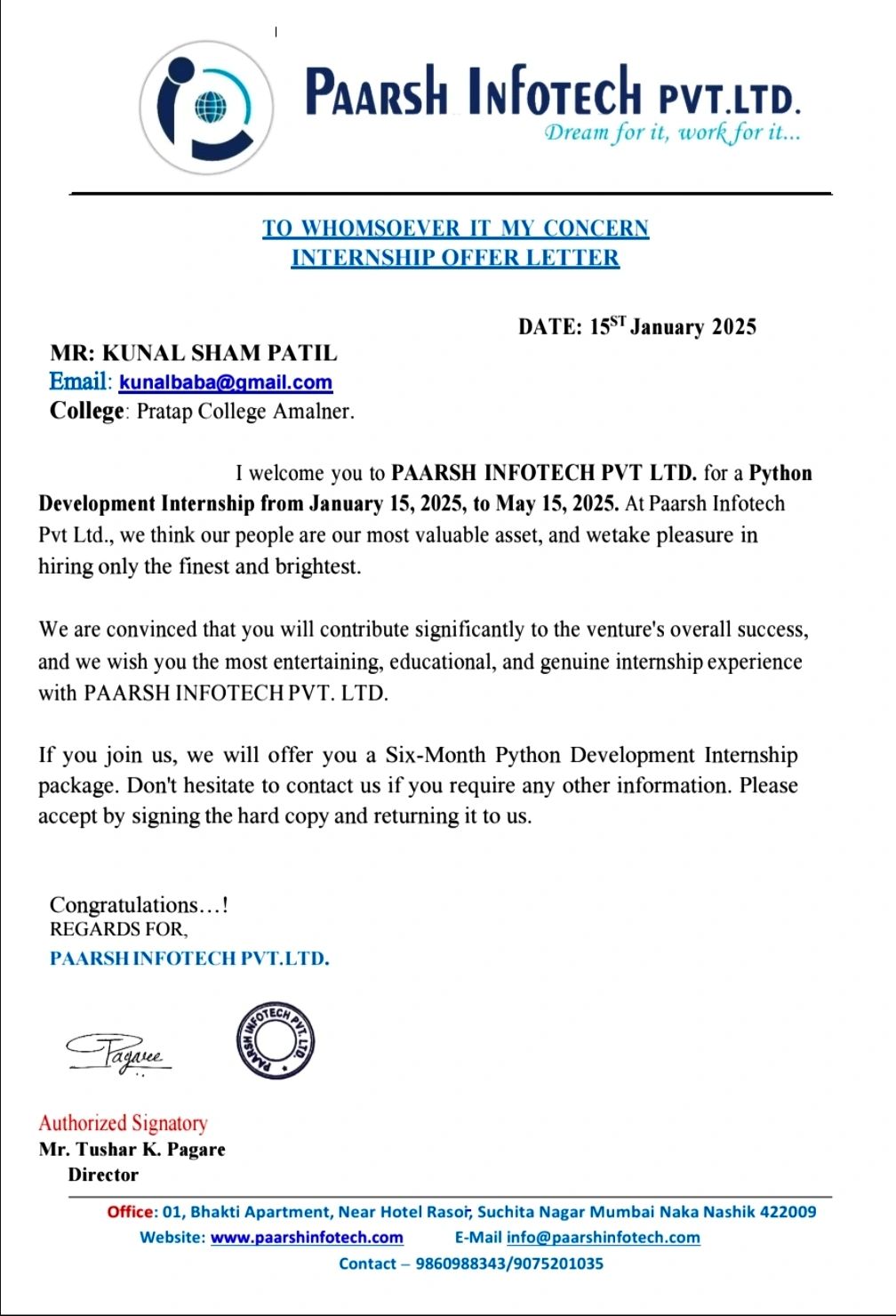 #pythondeveloper #internship #careermilestone #parshinfotech # ... #pythondeveloper #internship #careermilestone #parshinfotech # ...