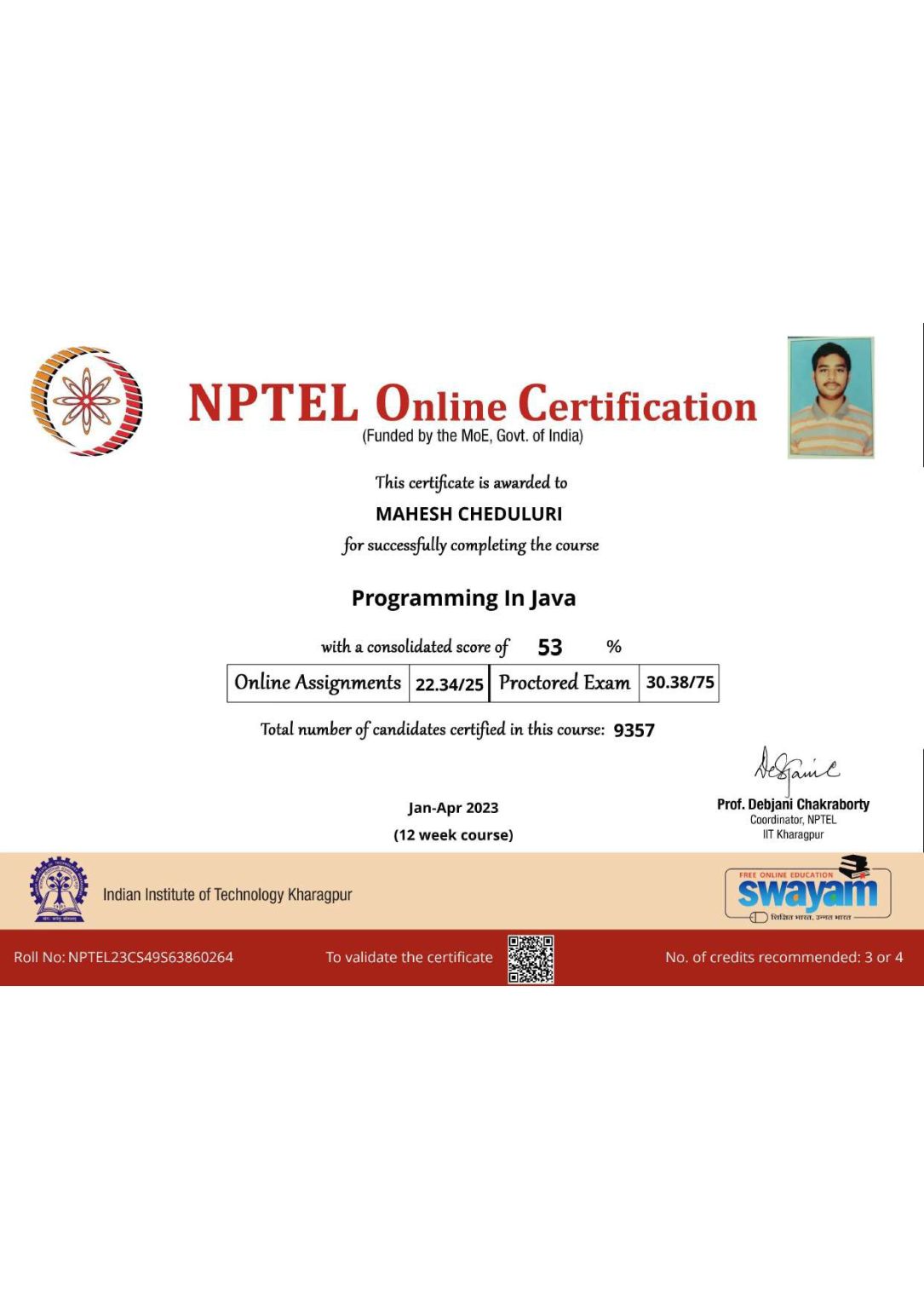 Mahesh Cheduluri on LinkedIn: #nptel #java #programming #certification ... Mahesh Cheduluri on LinkedIn: #nptel #java #programming #certification ...