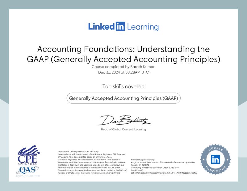 Certificate of Completion | Barath Kumar Certificate of Completion | Barath Kumar