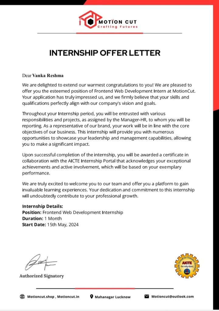 Reshma Vanka on LinkedIn: #internship #frontenddevelopment # ... Reshma Vanka on LinkedIn: #internship #frontenddevelopment # ...