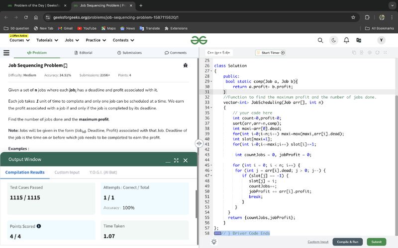 Day 17 of GeeksforGeeks: Scheduling jobs with deadlines | Yuvam Kumar ... Day 17 of GeeksforGeeks: Scheduling jobs with deadlines | Yuvam Kumar ...