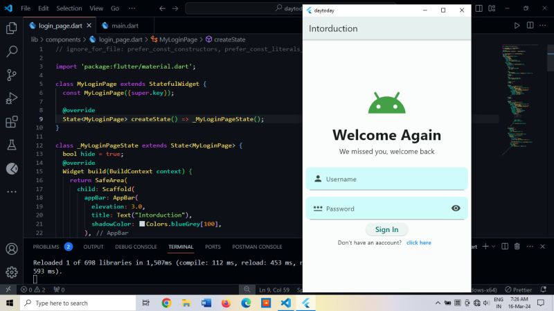 Devank Singh on LinkedIn: #day1 #flutter #loginpage Devank Singh on LinkedIn: #day1 #flutter #loginpage