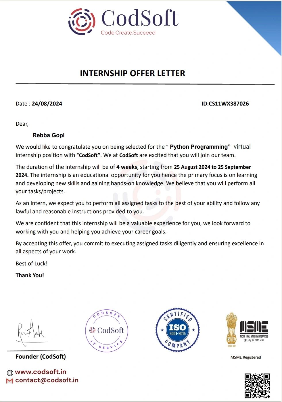 gopi rebba on LinkedIn: #codsoft #python #internship #programming # ... gopi rebba on LinkedIn: #codsoft #python #internship #programming # ...