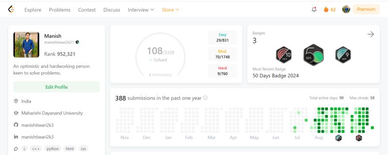 Manish Tiwari on LinkedIn: #leetcodejourney #codingmilestone # ... Manish Tiwari on LinkedIn: #leetcodejourney #codingmilestone # ...
