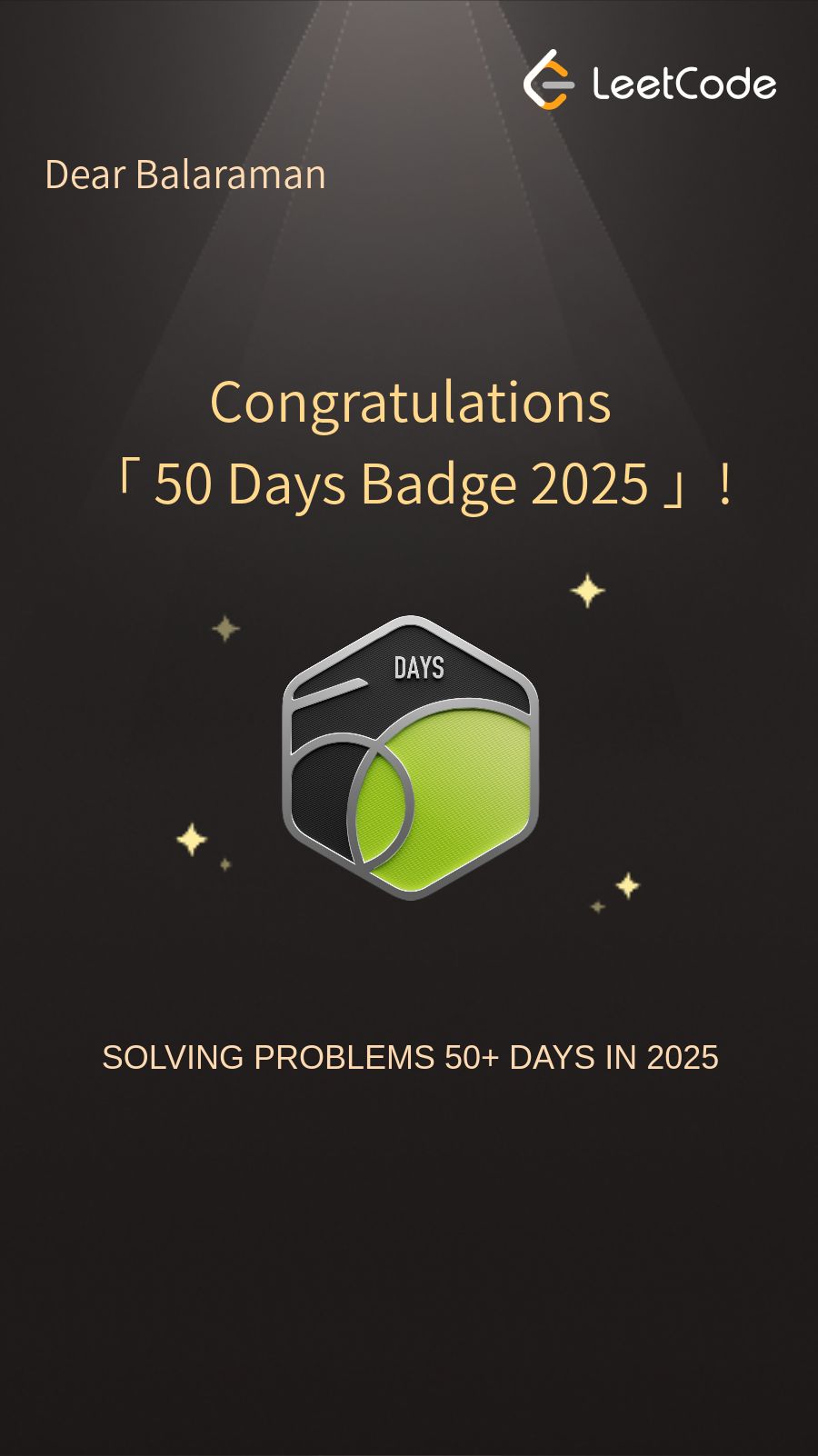Balaraman M IT on LinkedIn: #leetcode #2025goals #consistency # ... Balaraman M IT on LinkedIn: #leetcode #2025goals #consistency # ...
