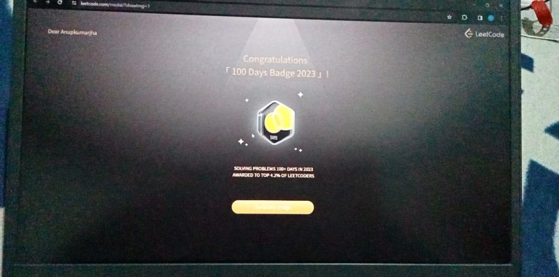 Celebrating 100 days of coding on LeetCode | Anup Kumar Jha posted on ... Celebrating 100 days of coding on LeetCode | Anup Kumar Jha posted on ...