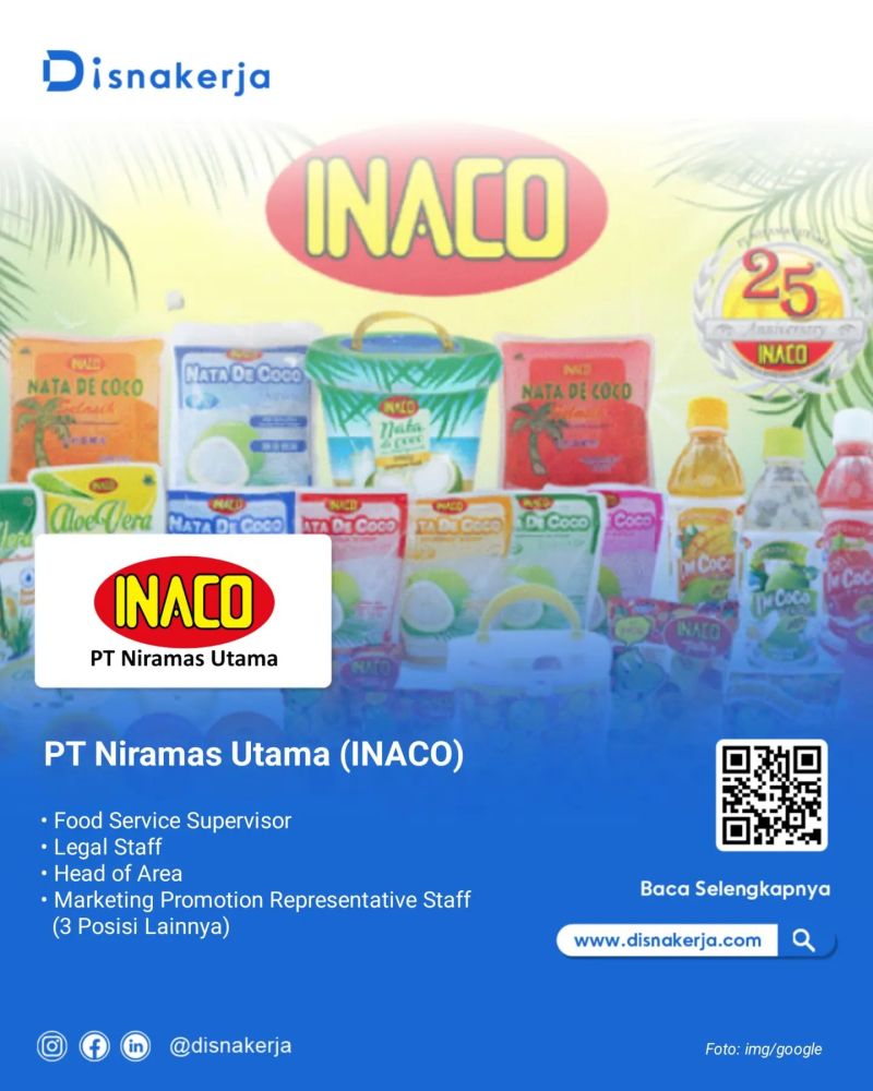 Lowongan Kerja PT Niramas Utama (INACO) - DISNAKERJA.COM | DISNAKERJA Lowongan Kerja PT Niramas Utama (INACO) - DISNAKERJA.COM | DISNAKERJA