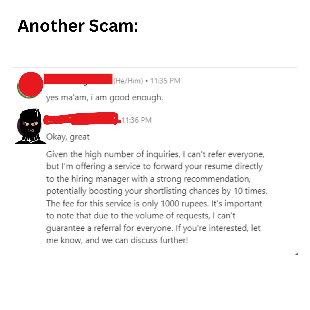 Muskan Handa on LinkedIn: Another Scam: Charging money for referring ... Muskan Handa on LinkedIn: Another Scam: Charging money for referring ...