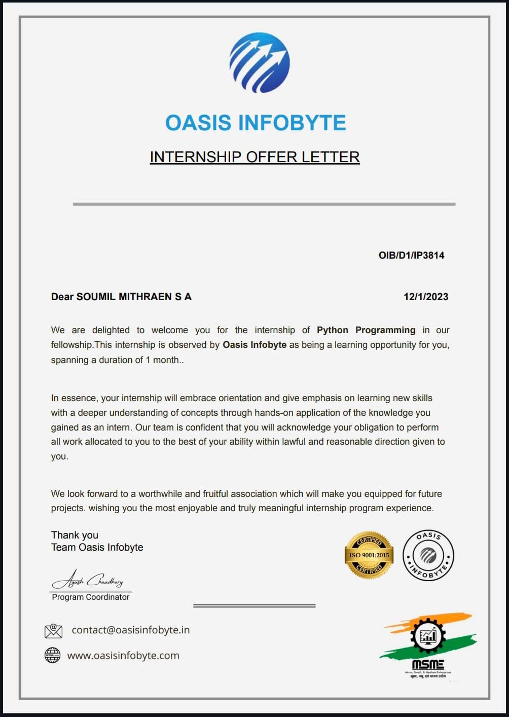 SOUMIL MITHRAEN S A on LinkedIn: #internship #pythonprogramming # ... SOUMIL MITHRAEN S A on LinkedIn: #internship #pythonprogramming # ...