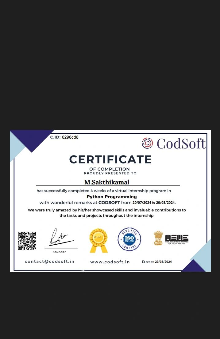 Sakthi Kamal on LinkedIn: I have successfully completed python ... Sakthi Kamal on LinkedIn: I have successfully completed python ...