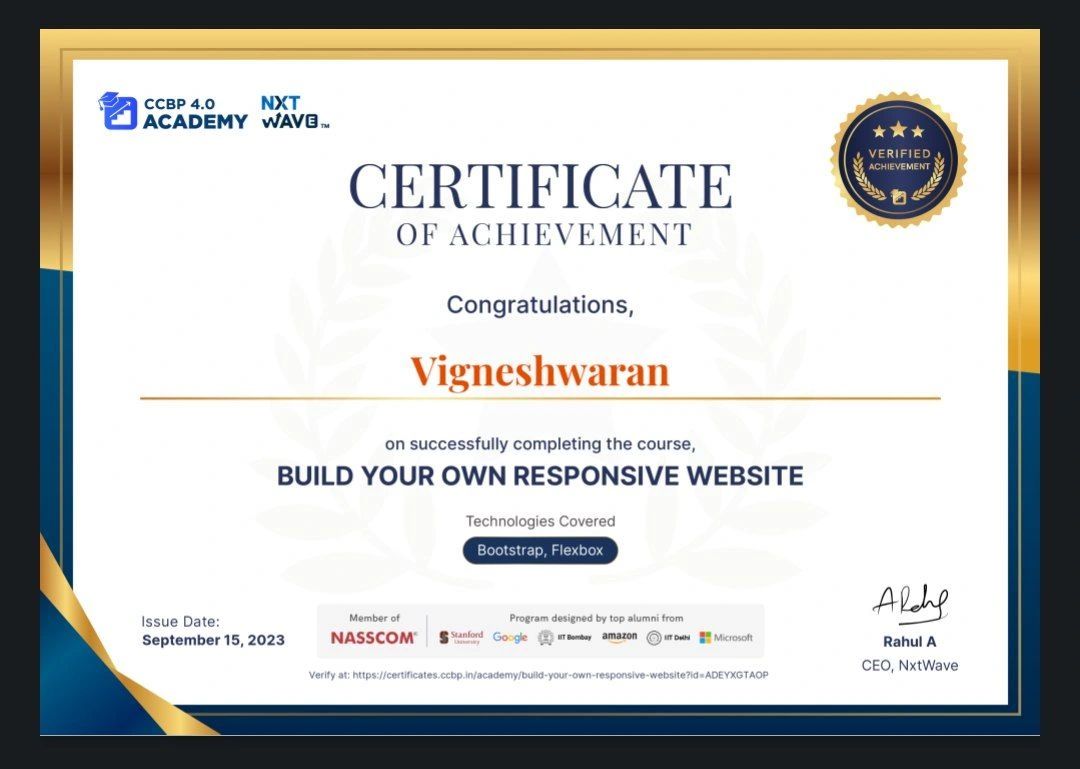 Vigneshwaran S on LinkedIn: #nxtwave #nxtwaveteam #nxtwaveccbp # ... Vigneshwaran S on LinkedIn: #nxtwave #nxtwaveteam #nxtwaveccbp # ...