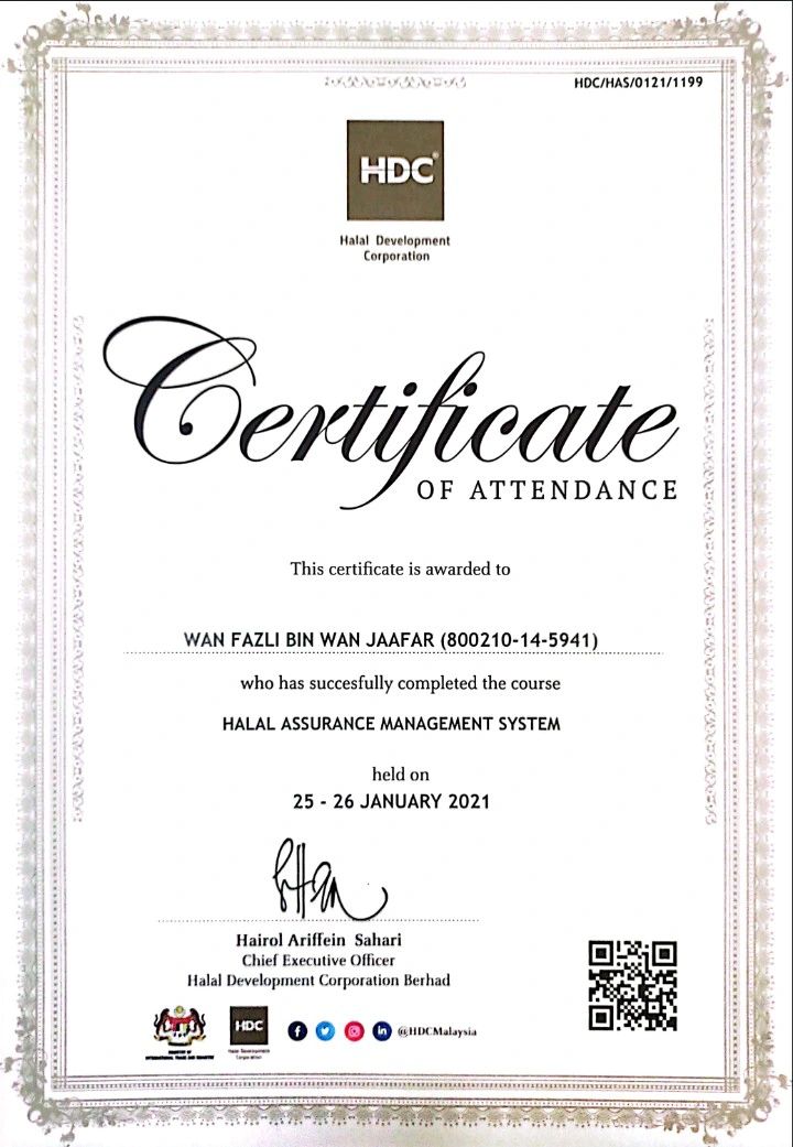 WAN FAZLI WAN JAAFAR on LinkedIn: I'm happy to share that my Halal ... WAN FAZLI WAN JAAFAR on LinkedIn: I'm happy to share that my Halal ...
