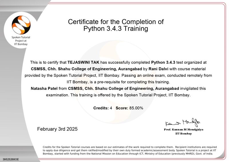 Tejaswini Tak on LinkedIn: #python #certification #iitbombay #techskills Tejaswini Tak on LinkedIn: #python #certification #iitbombay #techskills
