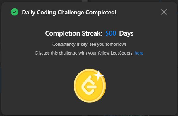 Harsh . on LinkedIn: Completed 500 days leetcode streak today Harsh . on LinkedIn: Completed 500 days leetcode streak today