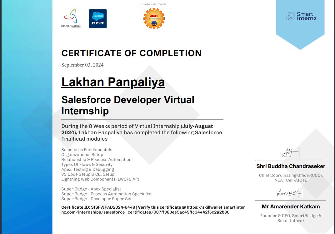 Lakhan Panpaliya on LinkedIn: #salesforce #developer #internship #apex ... Lakhan Panpaliya on LinkedIn: #salesforce #developer #internship #apex ...