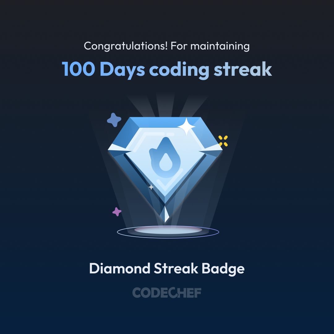 #codechef #100daysofcode #codingjourney #diamondbadge #consistency ... #codechef #100daysofcode #codingjourney #diamondbadge #consistency ...