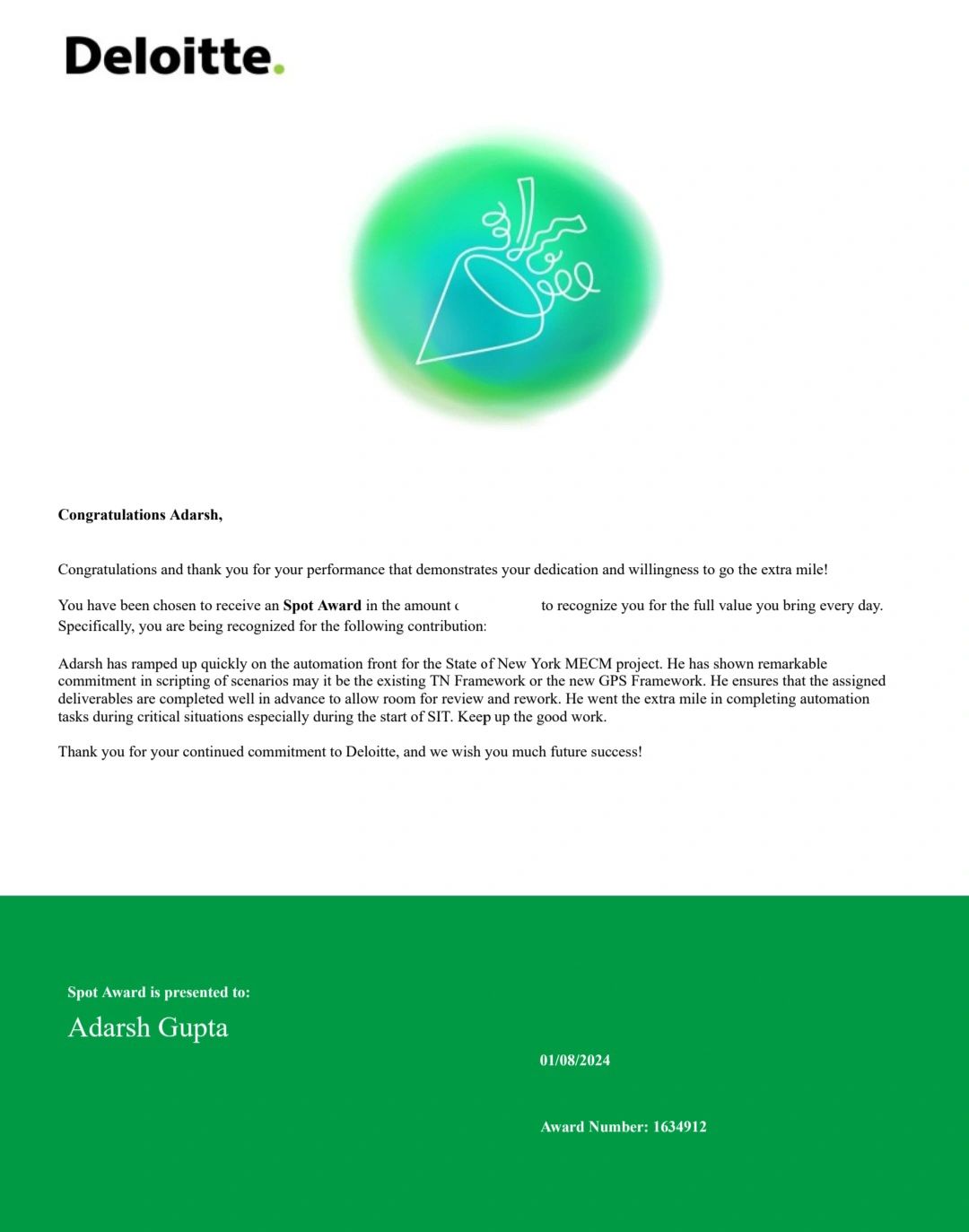 Adarsh Gupta on LinkedIn: #deloitteusi #deloitte #spotaward Adarsh Gupta on LinkedIn: #deloitteusi #deloitte #spotaward