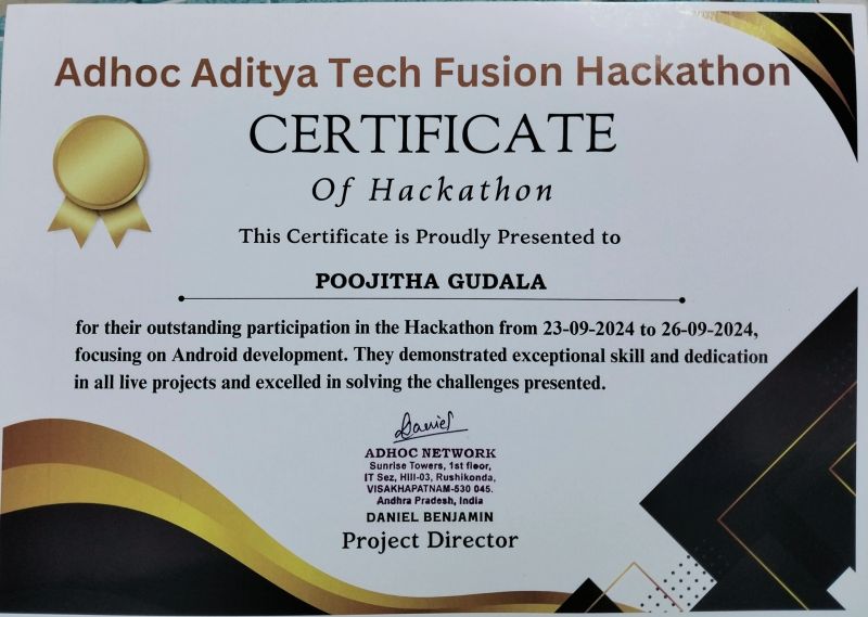 Poojitha Gudala on LinkedIn: #android #adhocadityatechfusionhackathon # ... Poojitha Gudala on LinkedIn: #android #adhocadityatechfusionhackathon # ...