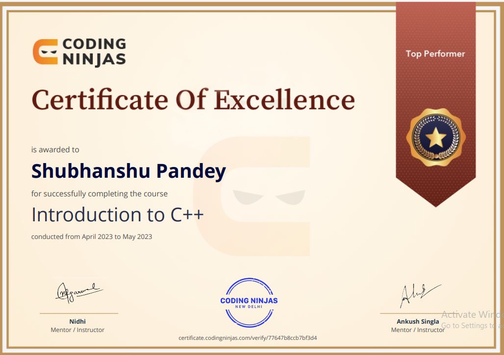 Shubhanshu Pandey on LinkedIn: #excellenceprogrammer #topperformer # ... Shubhanshu Pandey on LinkedIn: #excellenceprogrammer #topperformer # ...