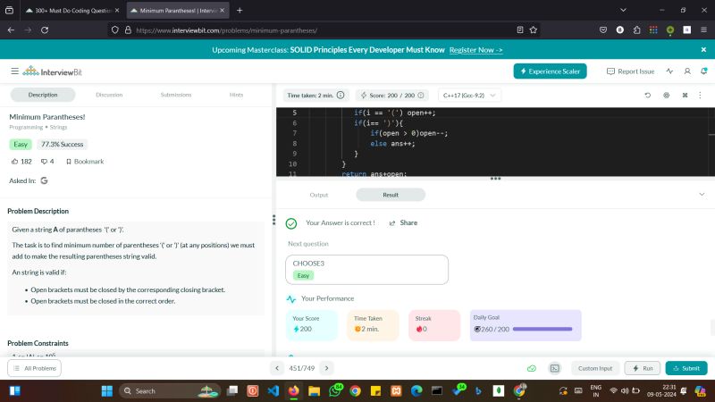 Day 129 of #365daysofcode: solved 1 question on InterviewBit | Shiv ... Day 129 of #365daysofcode: solved 1 question on InterviewBit | Shiv ...
