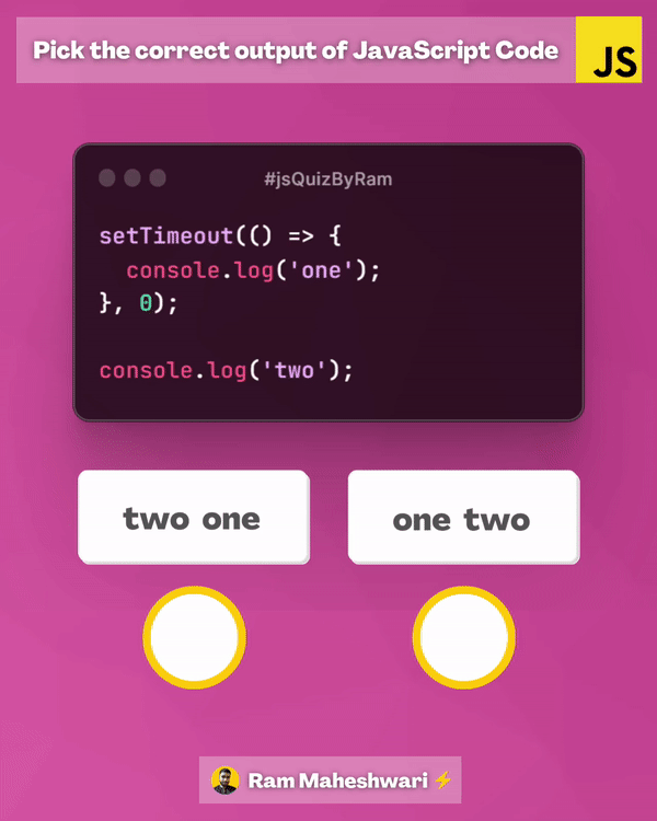 Ram Maheshwari ♾️ on LinkedIn: #jsquizbyram #html #css #javascript ... Ram Maheshwari ♾️ on LinkedIn: #jsquizbyram #html #css #javascript ...