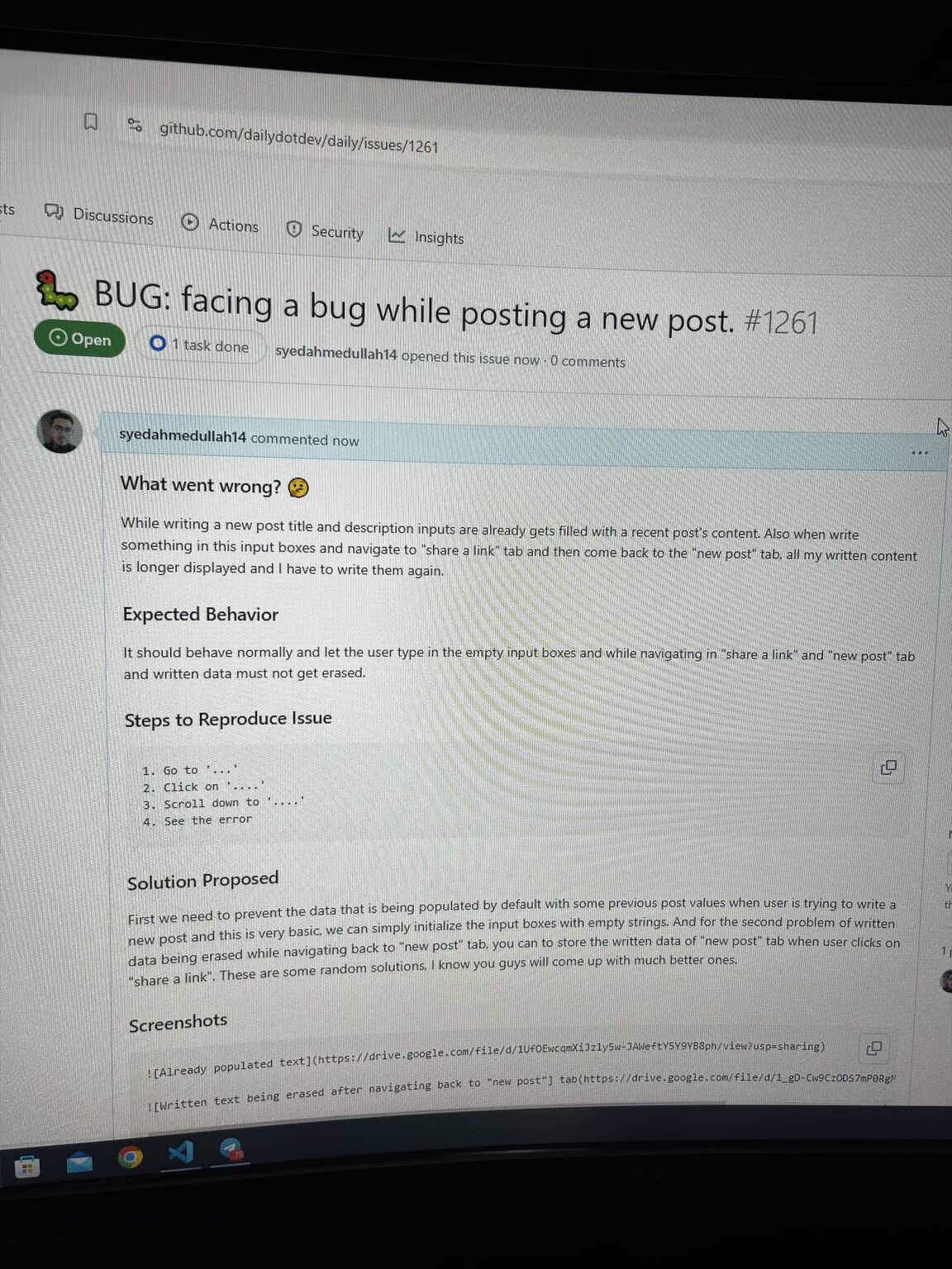 New issue in daily.dev GitHub repository | Syed Ahmedullah Jaser posted ... New issue in daily.dev GitHub repository | Syed Ahmedullah Jaser posted ...