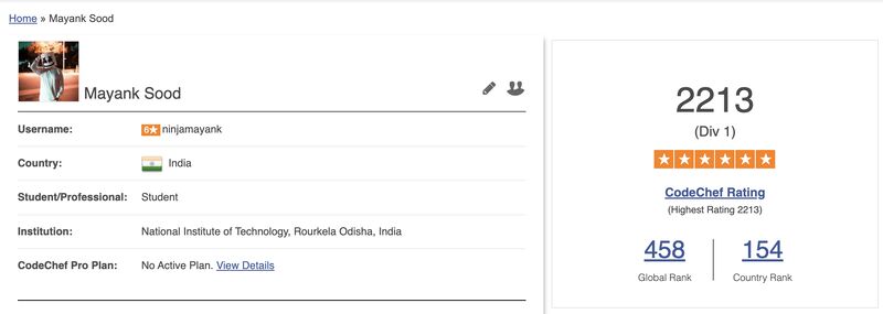 Mayank Sood on LinkedIn: #competitiveprogramming #codechef #6star # ... Mayank Sood on LinkedIn: #competitiveprogramming #codechef #6star # ...