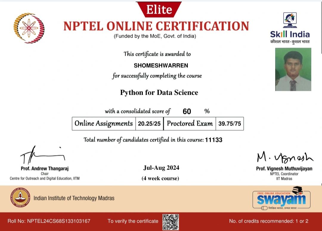 shomeshwarren M. R on LinkedIn: #nptel #pythonfordatascience # ... shomeshwarren M. R on LinkedIn: #nptel #pythonfordatascience # ...