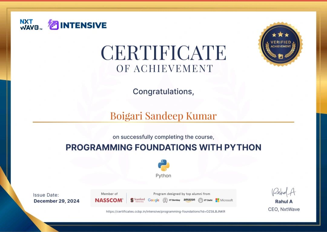 #ccbp #pythonprogramming #nxtwave | Boigari Sandeep kumar #ccbp #pythonprogramming #nxtwave | Boigari Sandeep kumar