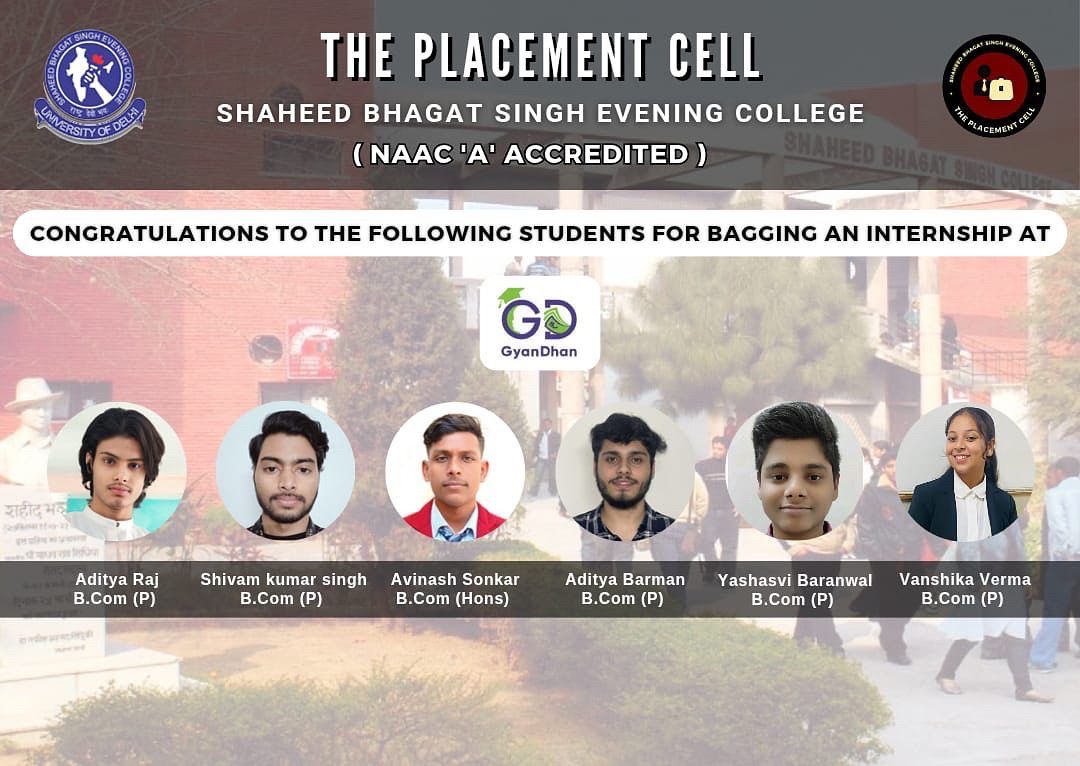 Greetings from The Placement Cell of Shaheed Bhagat Singh Evening ... Greetings from The Placement Cell of Shaheed Bhagat Singh Evening ...