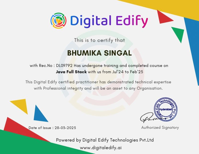 #fullstackdevelopment #javadeveloper #springboot #reactjs… | Bhumika Singal #fullstackdevelopment #javadeveloper #springboot #reactjs… | Bhumika Singal