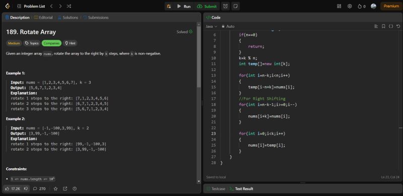 Resolved Rotate Array Problem on LeetCode | Rohit Thapliyal posted on ... Resolved Rotate Array Problem on LeetCode | Rohit Thapliyal posted on ...