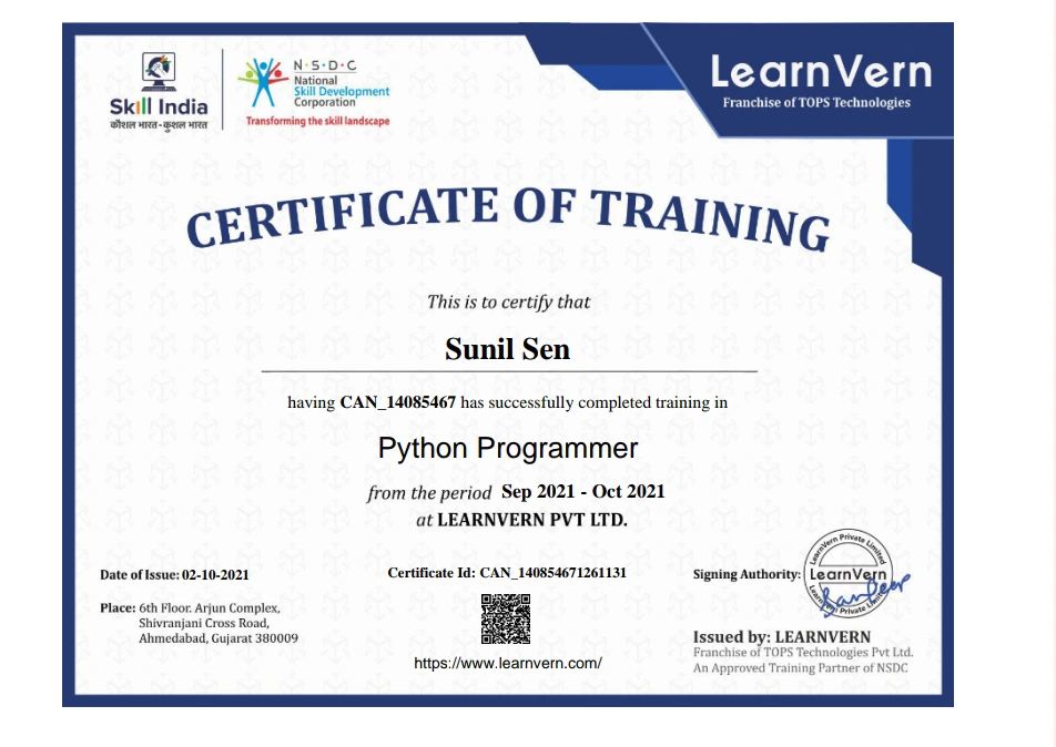 SUNIL SEN on LinkedIn: #python #programming #certification #nsdc # ... SUNIL SEN on LinkedIn: #python #programming #certification #nsdc # ...