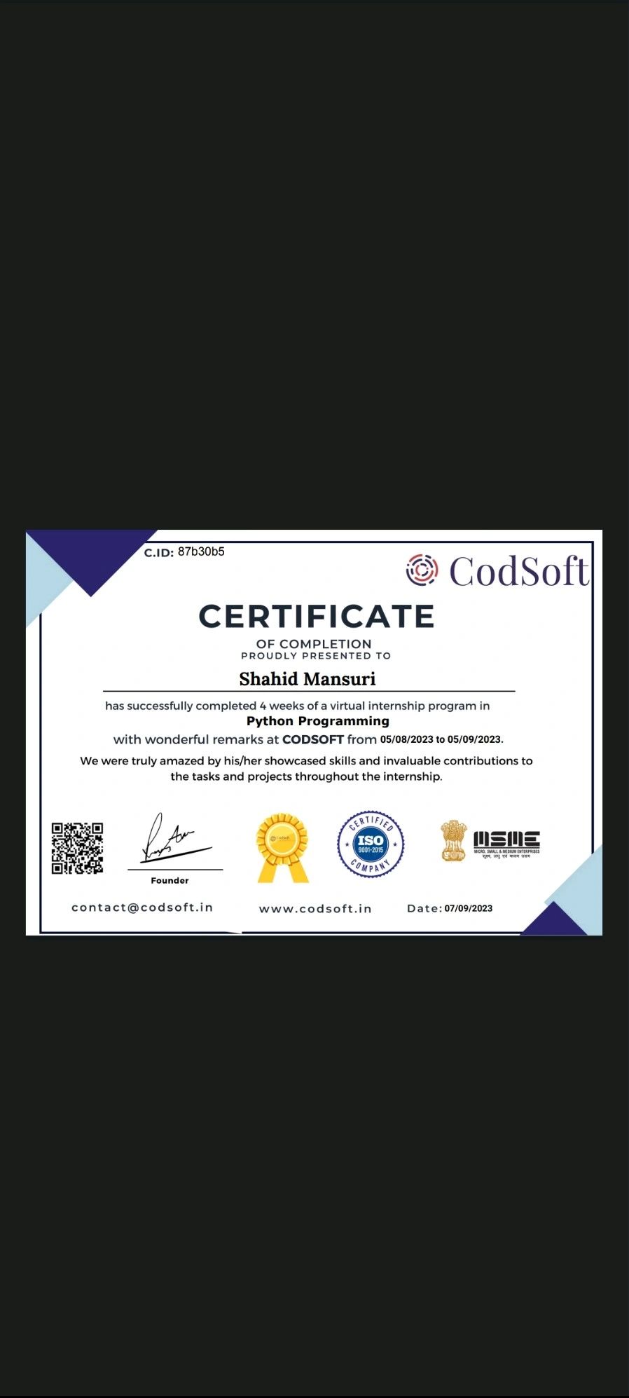 Shahid Mansuri on LinkedIn: #intership #codsoft #python Shahid Mansuri on LinkedIn: #intership #codsoft #python