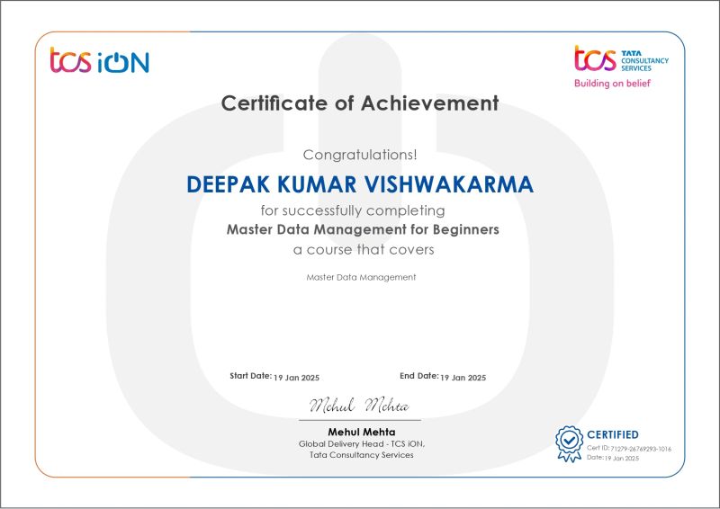 Deepak Kumar Vishwakarma on LinkedIn: Excited to Level Up in Data ... Deepak Kumar Vishwakarma on LinkedIn: Excited to Level Up in Data ...