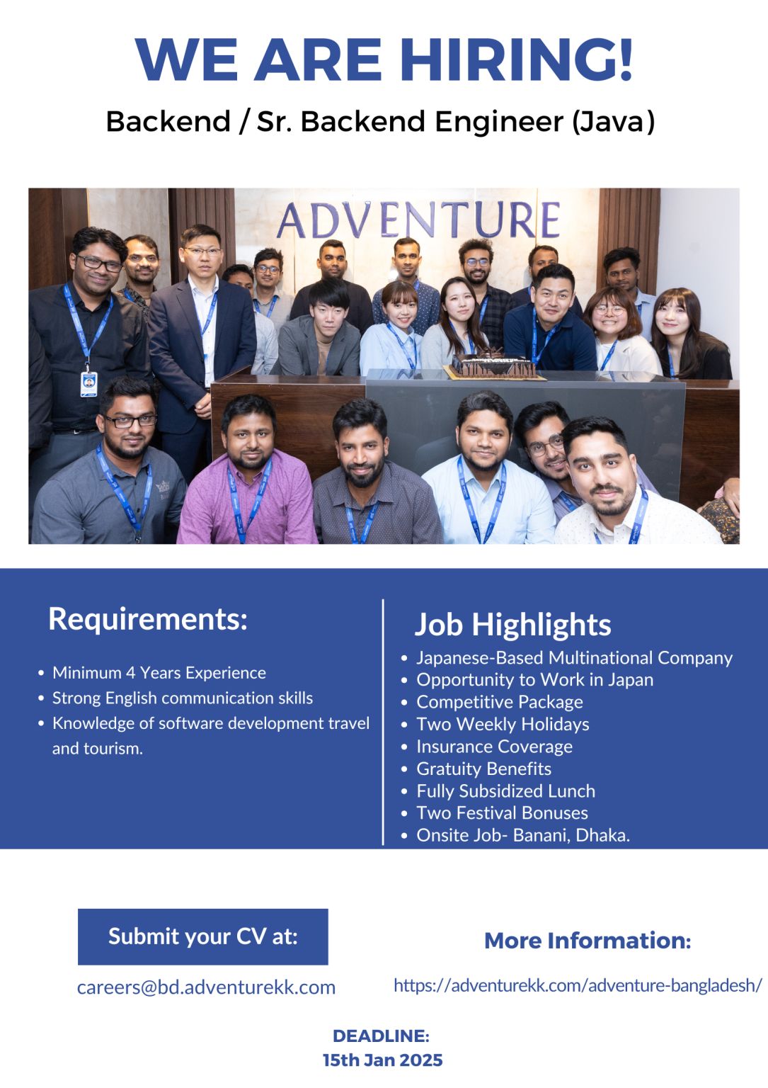 Adventure Dhaka Limited on LinkedIn: We are hiring Backend / Sr ... Adventure Dhaka Limited on LinkedIn: We are hiring Backend / Sr ...