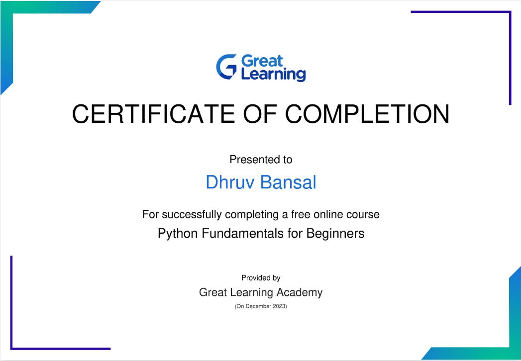 DHRUV BANSAL on LinkedIn: #pythoncertified #programmingjourney DHRUV BANSAL on LinkedIn: #pythoncertified #programmingjourney
