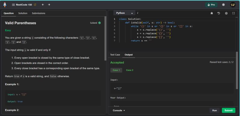 Elamprithika .M on LinkedIn: 🚀 Problem Solved: Valid Parenthesis on ... Elamprithika .M on LinkedIn: 🚀 Problem Solved: Valid Parenthesis on ...