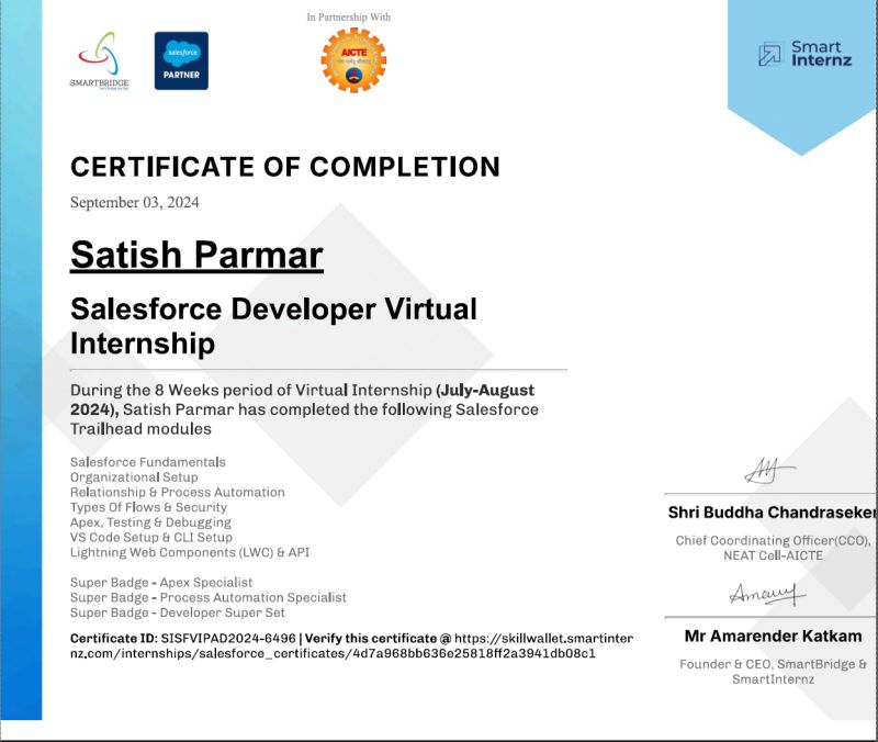 Satish Parmar on LinkedIn: #salesforce #virtualinternship #developer # ... Satish Parmar on LinkedIn: #salesforce #virtualinternship #developer # ...