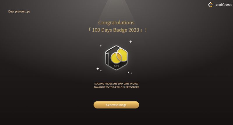 Here's the wrap-up to Annual Badge'23 LeetCode !🚀 | Praveen Kumar Yadav Here's the wrap-up to Annual Badge'23 LeetCode !🚀 | Praveen Kumar Yadav