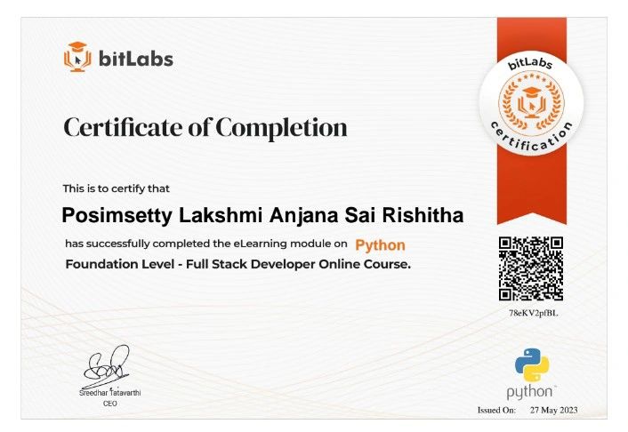 Rishitha Posimsetty on LinkedIn: #python #coding #bitlabs Rishitha Posimsetty on LinkedIn: #python #coding #bitlabs